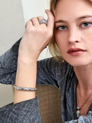 DEVATA Bali Filigree Bracelet In Sterling Silver And 18k Gold
