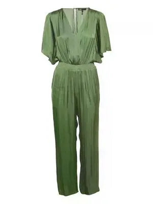 Maje Satin-effect Elastic-waist Jumpsuit - Green