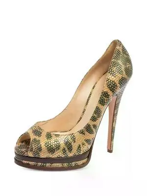 Casadei 150mm Lizard-embossed Leather Platform Peep-toe Pumps