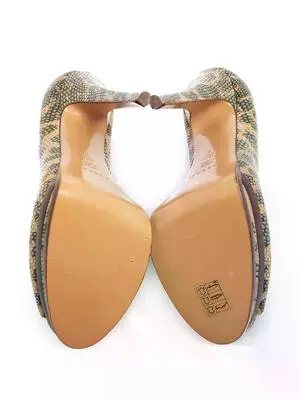 Casadei 150mm Lizard-embossed Leather Platform Peep-toe Pumps