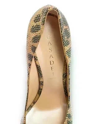 Casadei 150mm Lizard-embossed Leather Platform Peep-toe Pumps