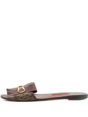 Carolina Herrera Logo-plaque Fringed Sandals - Brown