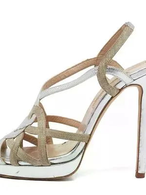 Oscar De La Renta Metallic Leather Platform Sandals