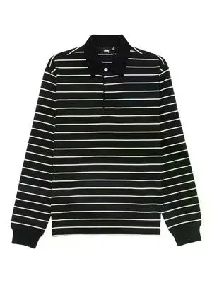StÜssy Striped Long-sleeve Polo Shirt - Black