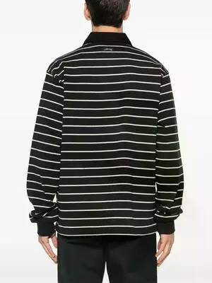 StÜssy Striped Long-sleeve Polo Shirt - Black