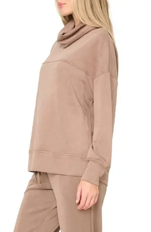 GIBSONLOOK Cowl Neck Long Sleeve Sweatshirt - Dark Taupe