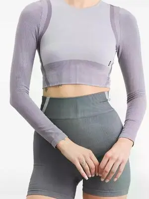 On Knitted Cropped Long-sleeve Top