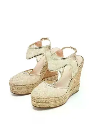 NICHOLAS KIRKWOOD Lace Wedge Espadrilles - Neutrals