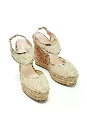 NICHOLAS KIRKWOOD Lace Wedge Espadrilles - Neutrals
