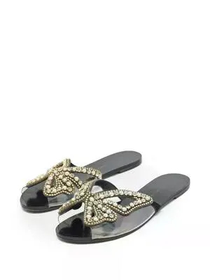 SOPHIA WEBSTER Madame Butterfly Beaded Flat Sandals - Black