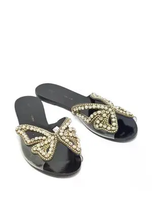 SOPHIA WEBSTER Madame Butterfly Beaded Flat Sandals - Black