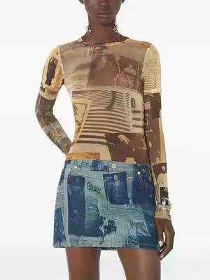 JEAN PAUL GAULTIER Double-sleeves Journal-print Top