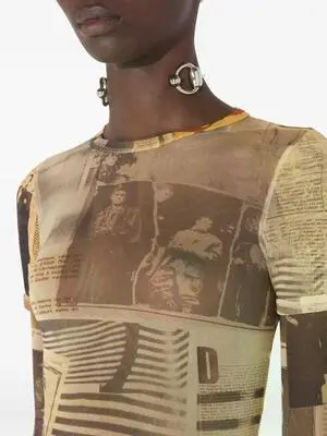JEAN PAUL GAULTIER Double-sleeves Journal-print Top