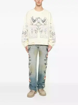 WHO DECIDES WAR Dove Embroidered Straight Leg Jeans
