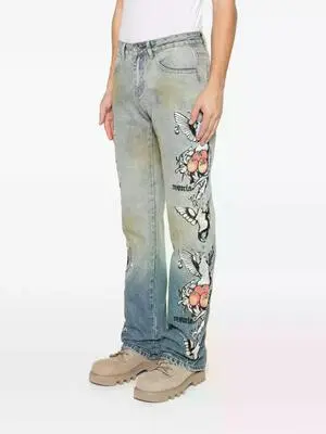 WHO DECIDES WAR Dove Embroidered Straight Leg Jeans