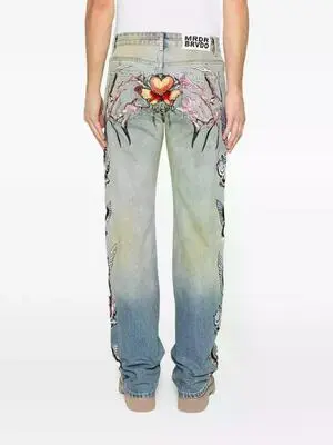 WHO DECIDES WAR Dove Embroidered Straight Leg Jeans