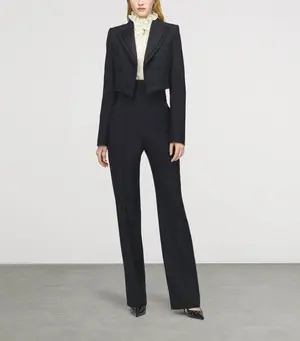 Alexander McQueen Wool Cropped Double Lapel Blazer