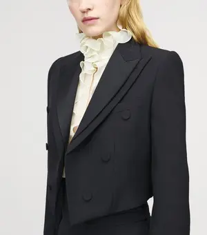 Alexander McQueen Wool Cropped Double Lapel Blazer