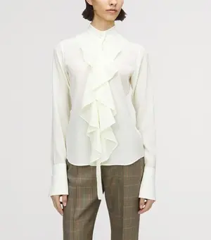 Alexander McQueen Silk Ruffle Blouse - Nude