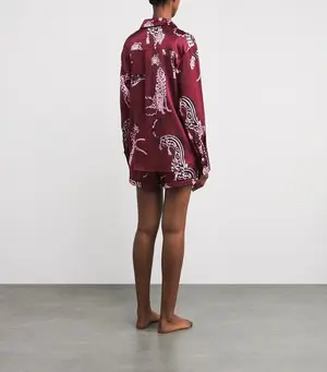 Olivia Von Halle Silk Cheetah Alba Pyjama Set - Red