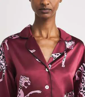Olivia Von Halle Silk Cheetah Alba Pyjama Set - Red