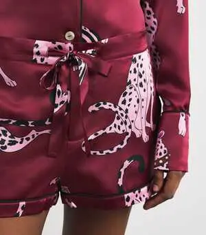 Olivia Von Halle Silk Cheetah Alba Pyjama Set - Red