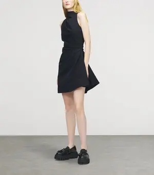 Alexander McQueen Cotton Asymmetric Mini Dress - Black