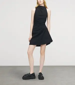 Alexander McQueen Cotton Asymmetric Mini Dress - Black