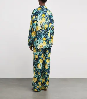 Olivia Von Halle Silk Floral Yves Pyjama Set - Blue