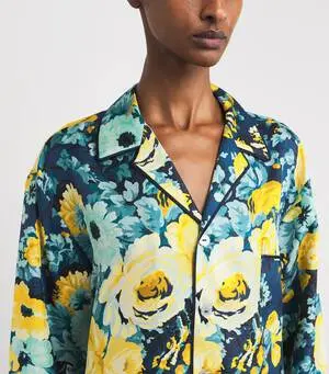 Olivia Von Halle Silk Floral Yves Pyjama Set - Blue