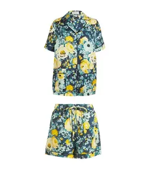 Olivia Von Halle Silk Floral Ingo Pyjama Set - Blue