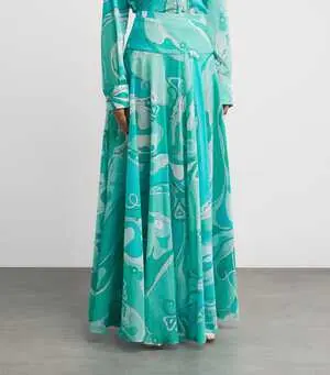 Emilio Pucci Cotton Orchidee Maxi Skirt