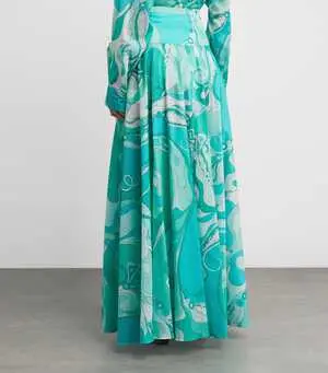 Emilio Pucci Cotton Orchidee Maxi Skirt
