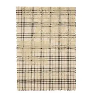 Burberry Wool-silk Ekd Check Wide Scarf