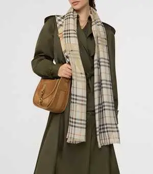 Burberry Wool-silk Ekd Check Wide Scarf