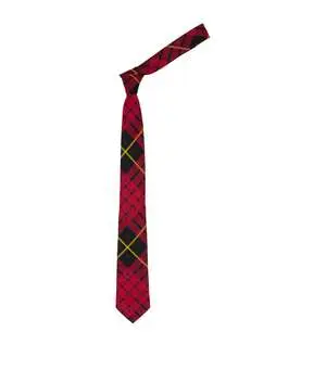 Alexander McQueen Silk Skull Tartan Neck Tie - Red