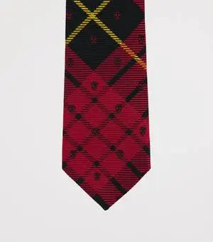 Alexander McQueen Silk Skull Tartan Neck Tie