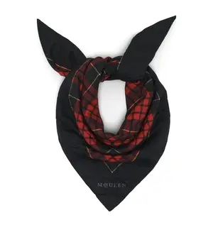 Alexander McQueen Silk Tartan Triangle Scarf - Black