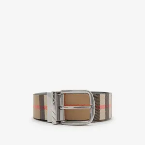 Burberry Reversible Check Pin Belt - Black/sand Beige