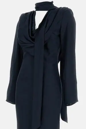 ROTATE BY BIRGER CHRISTENSEN Draped Long Satin Dress - Blue
