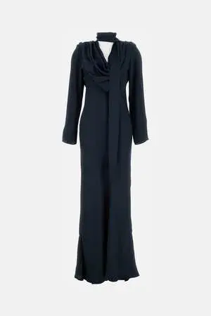 ROTATE BY BIRGER CHRISTENSEN Draped Long Satin Dress - Blue