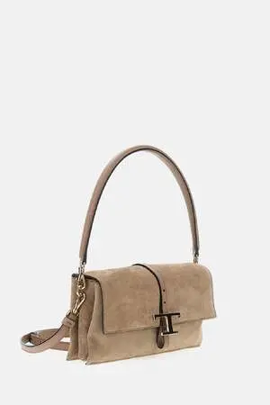 TOD'S T Timeless Suede Flap Bag