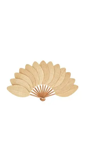 EVA VENTAI Large Palmette Raffia Fan - Beige