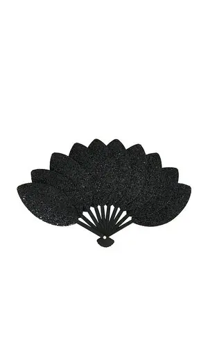 EVA VENTAI Mini Palmette Glitter Fan - Black