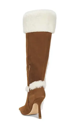 Raye Suede And Shearling Knee-high Boots With Stiletto Heel