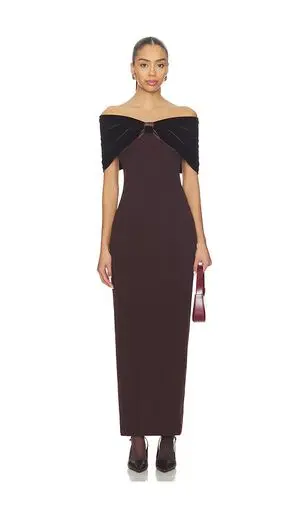 SONYA MODA Off-the-shoulder Maxi Dress - Brown