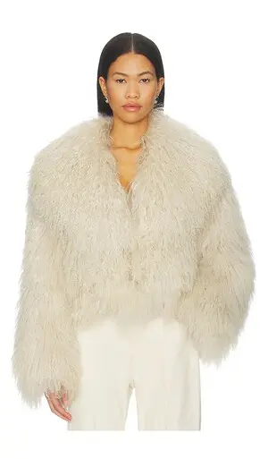 OW Thea Fur Jacket - Beige