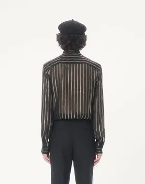 Valentino Garavani Silk Chiffon & Lurex Shirt - Black/gold