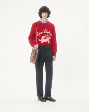 Valentino Garavani Wool Jumper With Chez Panther Embroidery - Red