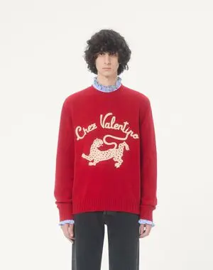 Valentino Garavani Wool Jumper With Chez Panther Embroidery - Red